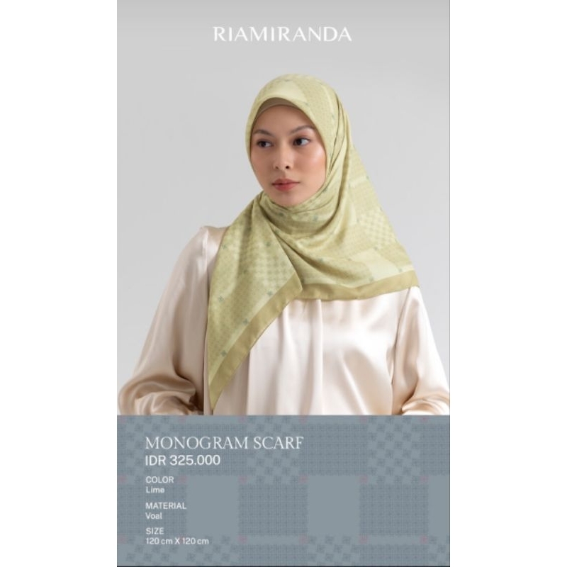 Jual Ria Miranda Monogram Scarf - Lime | Shopee Indonesia