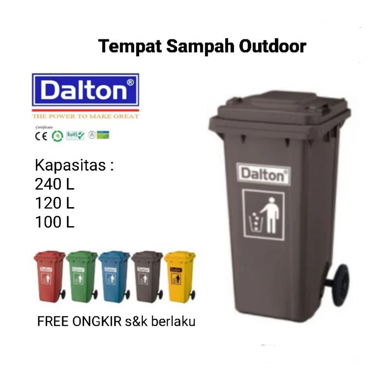 Jual Tempat Sampah Outdoor 240 Liter Dengan Roda DALTON LXD240F | Shopee Indonesia