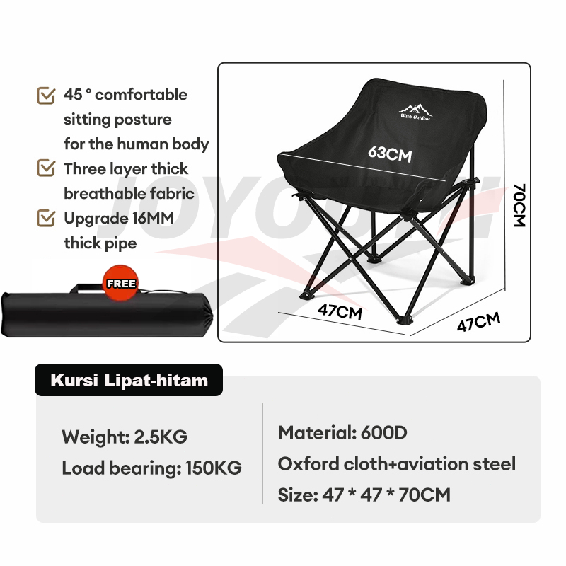 Jual Kursi Lipat Outdoor Bulat Moon Kursi Mancing Camping 600D Kain ...