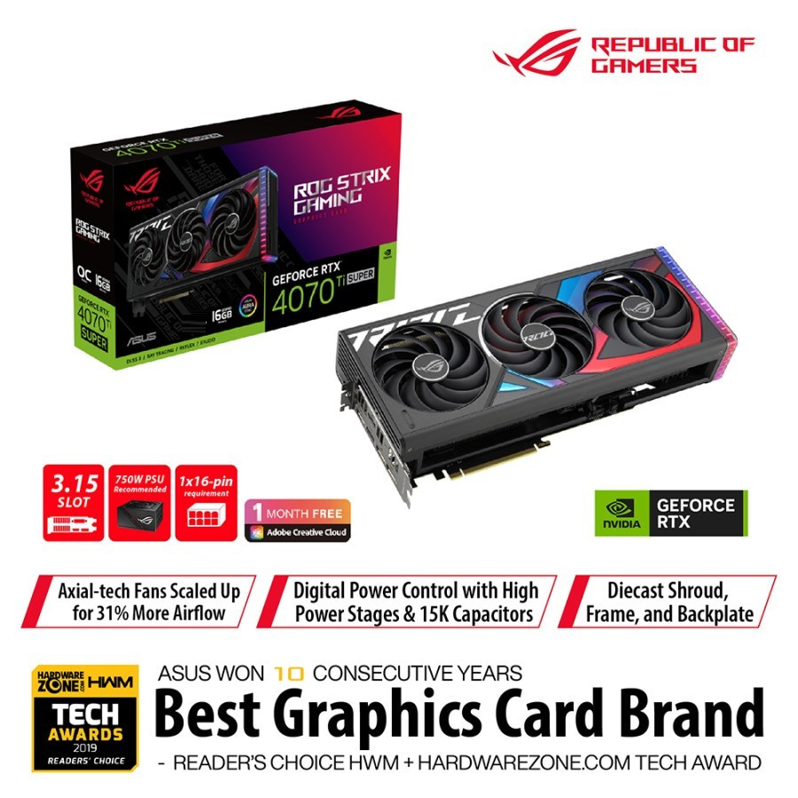 Jual VGA ASUS ROG STRIX RTX 4070 Ti SUPER 16GB GDDR6X GAMING 4070TI ...