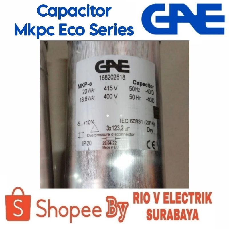 Jual Capacitor GAE MKPc 3P 20 kvar 415 VAC 203440022 Kapasitor Bank GAE MKP-c eco series 3 Phase ...