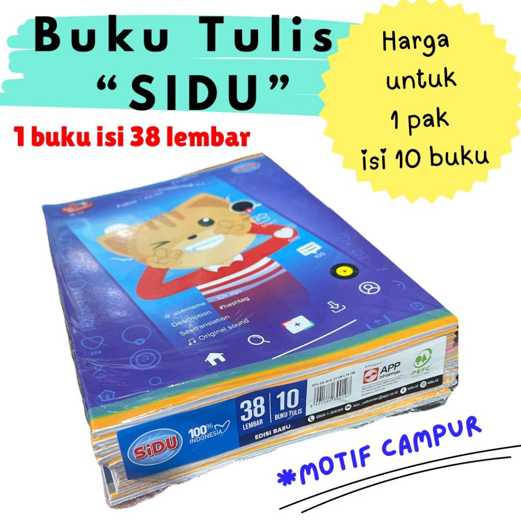 Jual BUKU TULIS SIDU / SINAR DUNIA ukuran KUARTO A5 (1 pak isi 10 buku ...