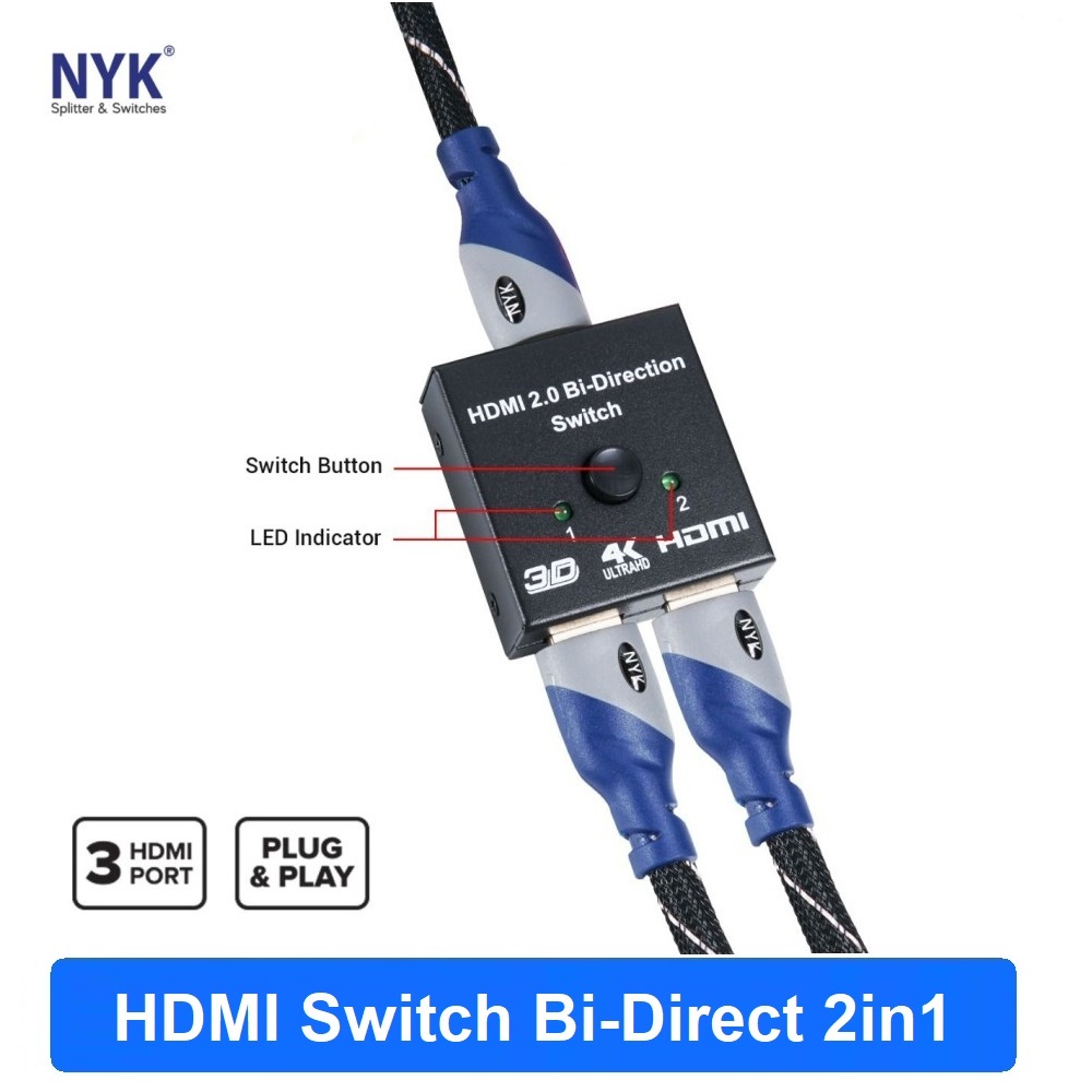 Jual hdmi Switch NYK 2 port Bi-Direction switch hdmi2.0 | Shopee Indonesia