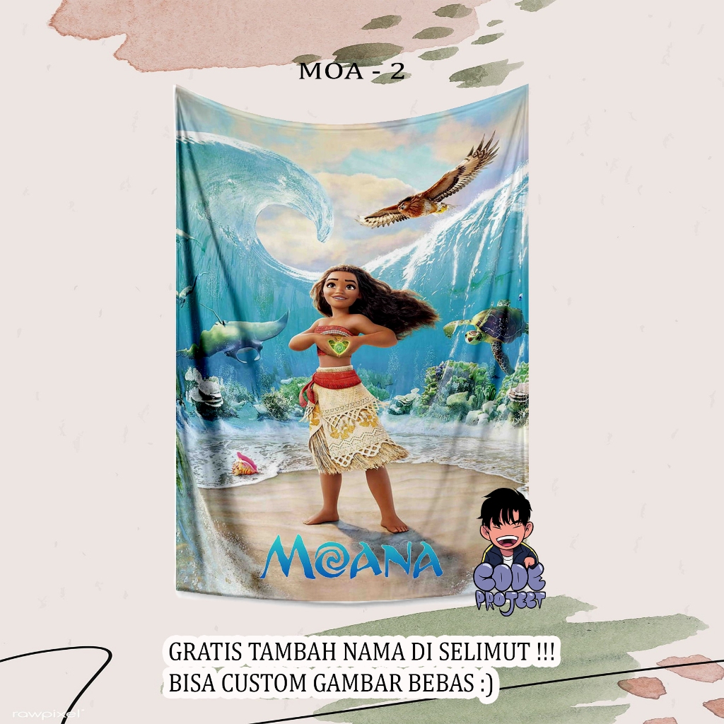 Jual SELIMUT KARAKTER MOANA - selimut custom nama - selimut - blanket ...