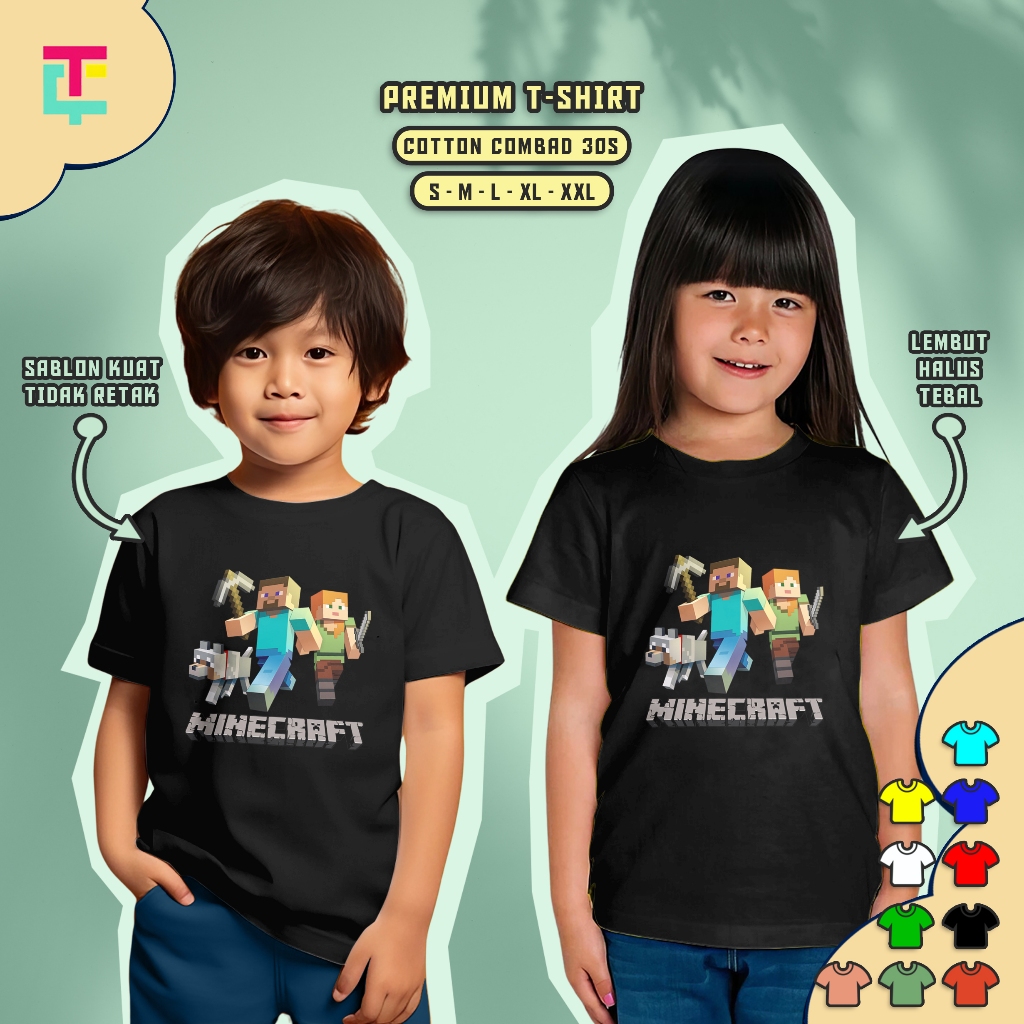 Jual Kaos Minecraft Distro Anak Laki Laki Motif Minecraft Baju Tshirt ...