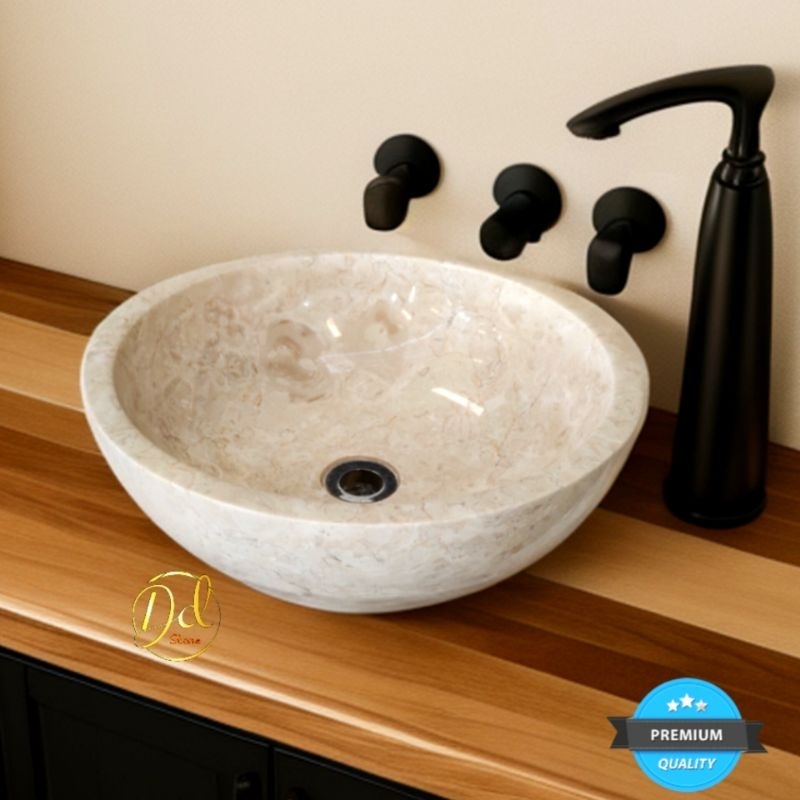 Jual Wastafel Cucitangan Marmer Model Bulat Diameter 40 | Sink Table ...
