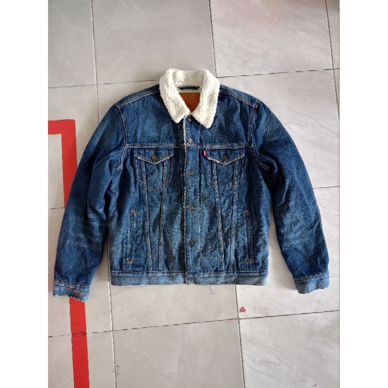 Jual Jaket Levis Sherpa Trucker Denim Sherpa Levis | Shopee Indonesia
