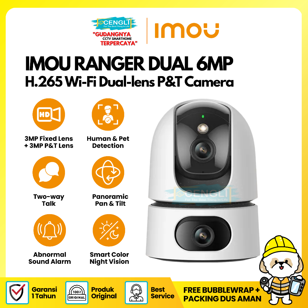 Jual IP Camera Imou Indoor Ranger Dual 6MP H.265 WiFi Dual lens P&T ...