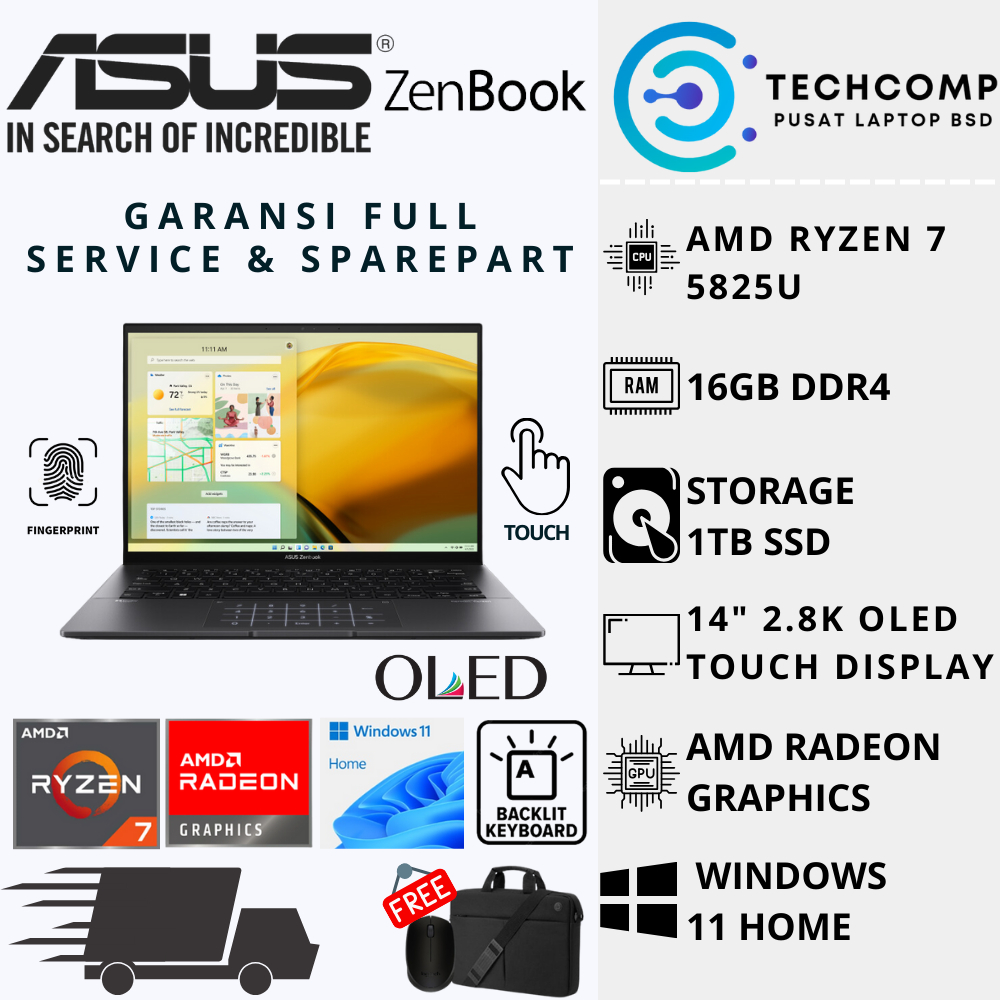 Jual Laptop Bisnis Asus Zenbook 14 Um3402ya Amd Ryzen 7 5825u 16gb 1tb