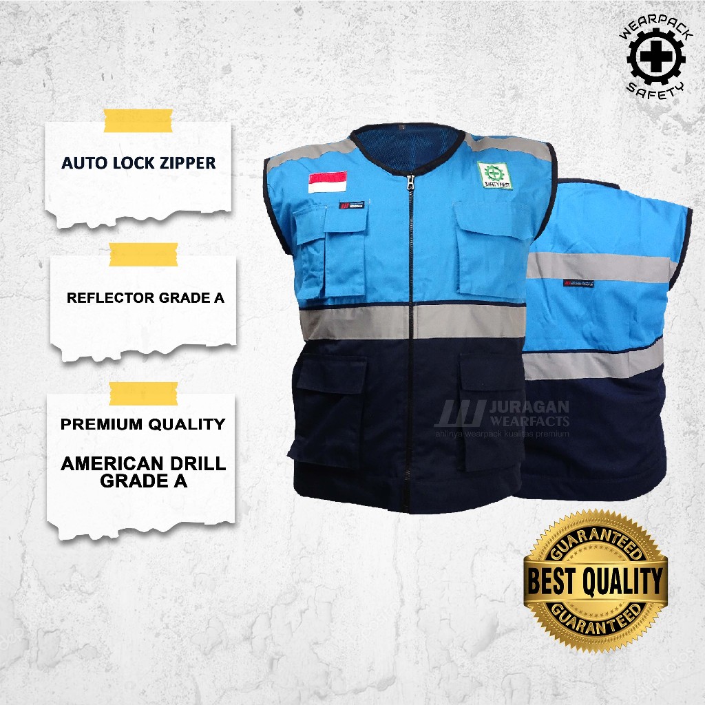 Jual Rompi Safety Warna Biru Toska Kombinasi Biru Navy | Shopee Indonesia