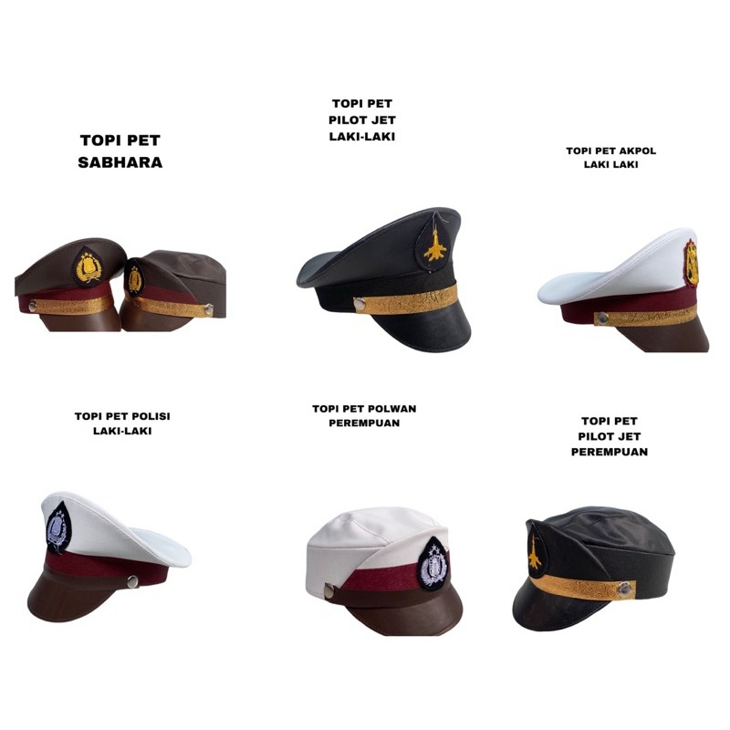 Jual Macam-macam Topi Pet Profesi Anak TK/Topi Pet Polantas Anak/ Topi ...