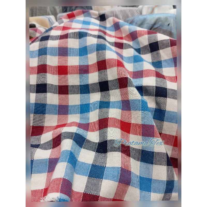 Jual Katun Linen Pure Motif Kotak / Kain Linen Pure Motif Kotak ( Per ...