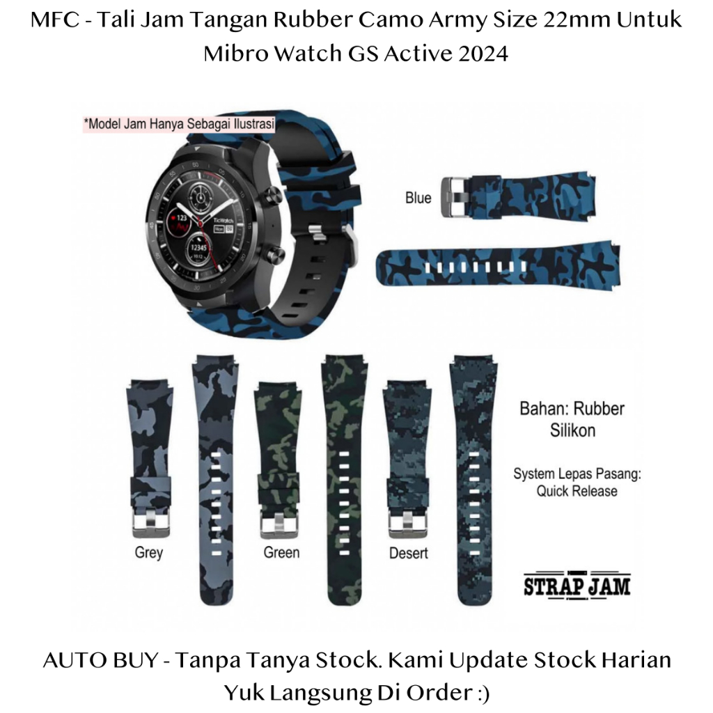 Jual MFC 22mm Camo Strap Mibro Watch GS Active 2024 - Tali Jam Tangan ...