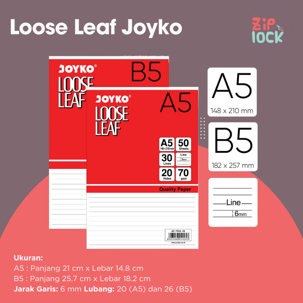 Jual Loose Leaf Isi Kertas Binder Joyko A5 - 50 Lembar dan 100 lembar | Shopee Indonesia