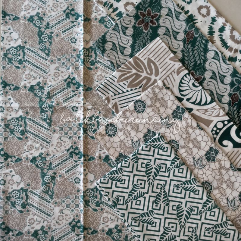 Jual kain batik printing soft pastel warna hijau putih krem bahan ...