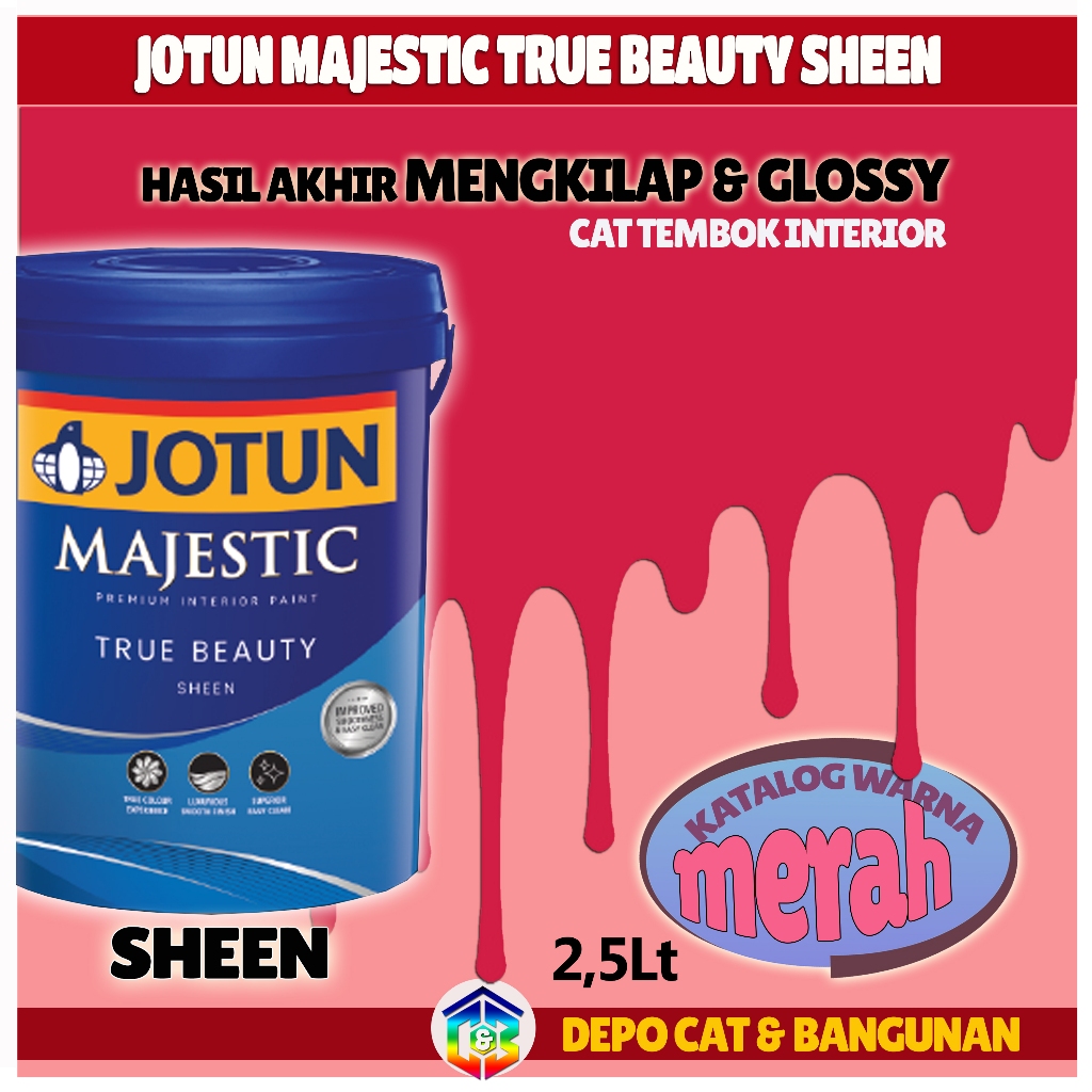 Jual CAT TEMBOK INTERIOR JOTUN MAJESTIC SHEEN 2,5LTR VARIAN WARNA MERAH ...