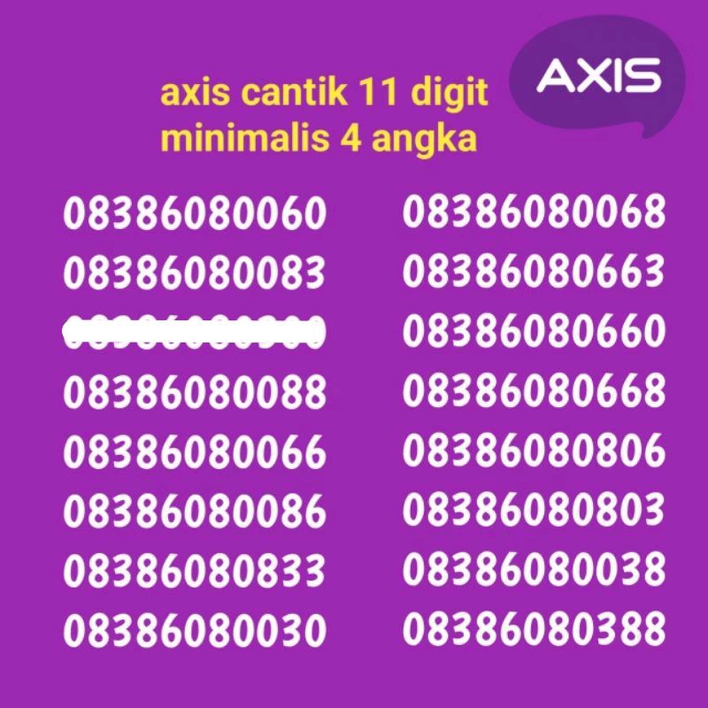 Jual nomor axis cantik 11 digit varian 4 angka minimalis | Shopee Indonesia