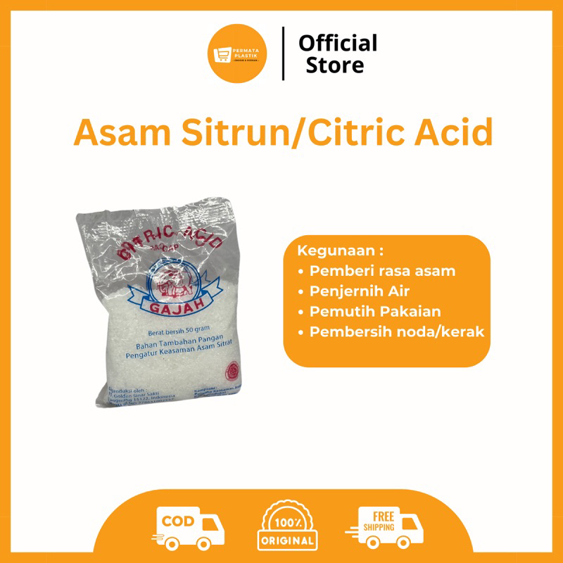 Jual Sitrun Acid Asam Sitrat Cap Gajah 50 gr | Shopee Indonesia
