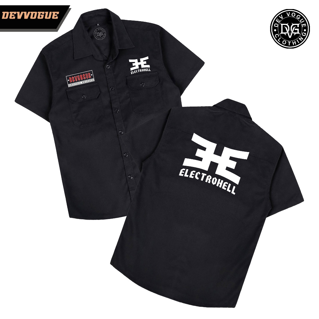 Jual DEVVOGUE Kemeja Workshirt ELECTROHELL / Work shirt Pria Drill ...