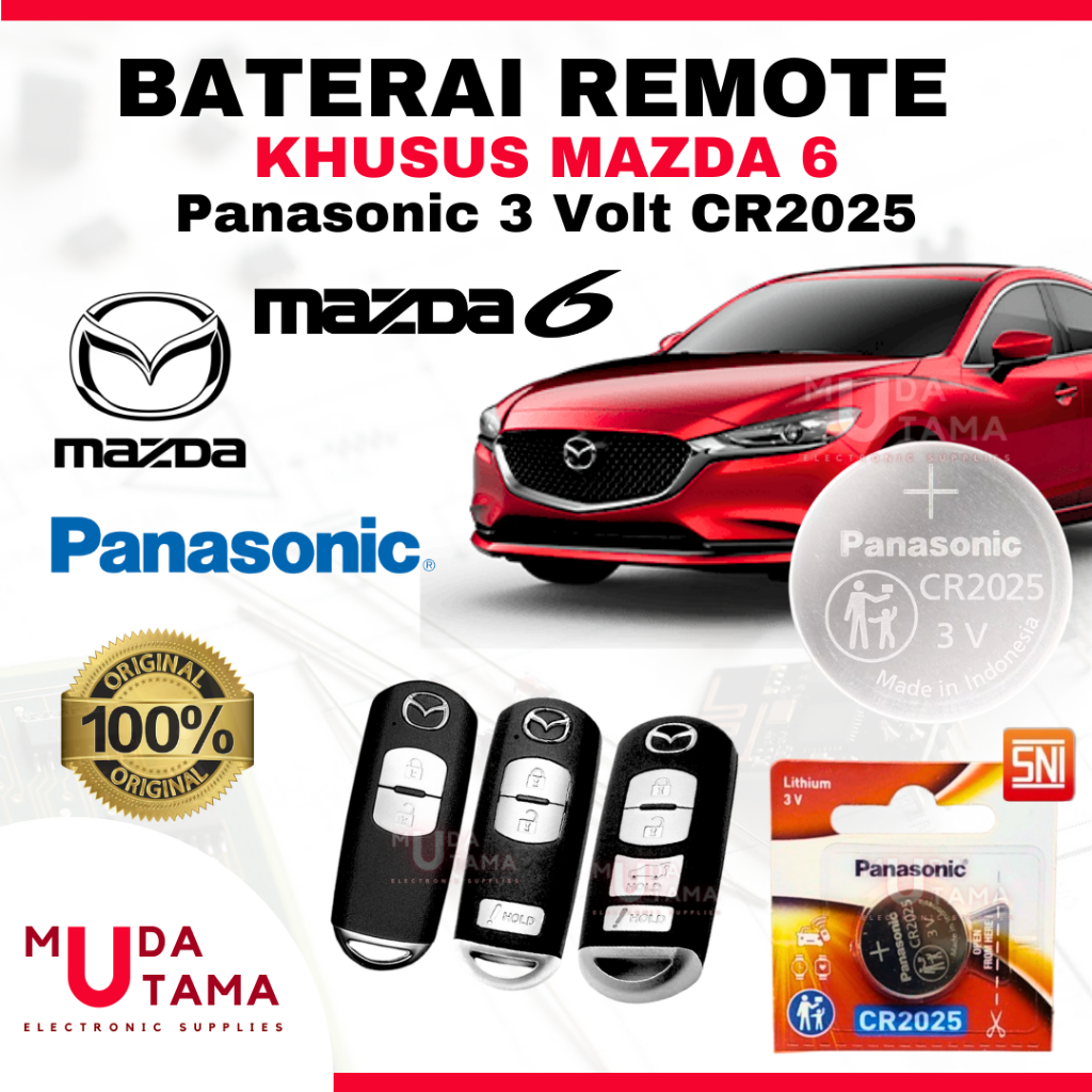 Jual Baterai Remote Mobil MAZDA 6 - ORIGINAL PANASONIC CR2025 3 Volt ...
