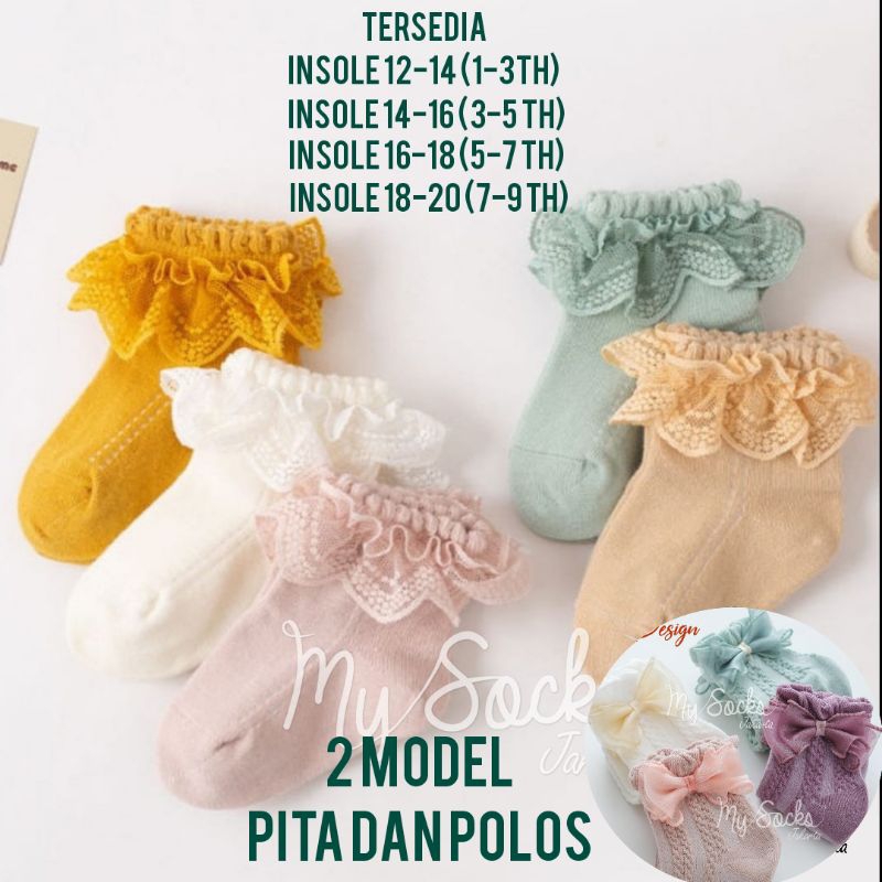 Jual kaos kaki renda pita anak perempuan katun / cotton lace socks ...