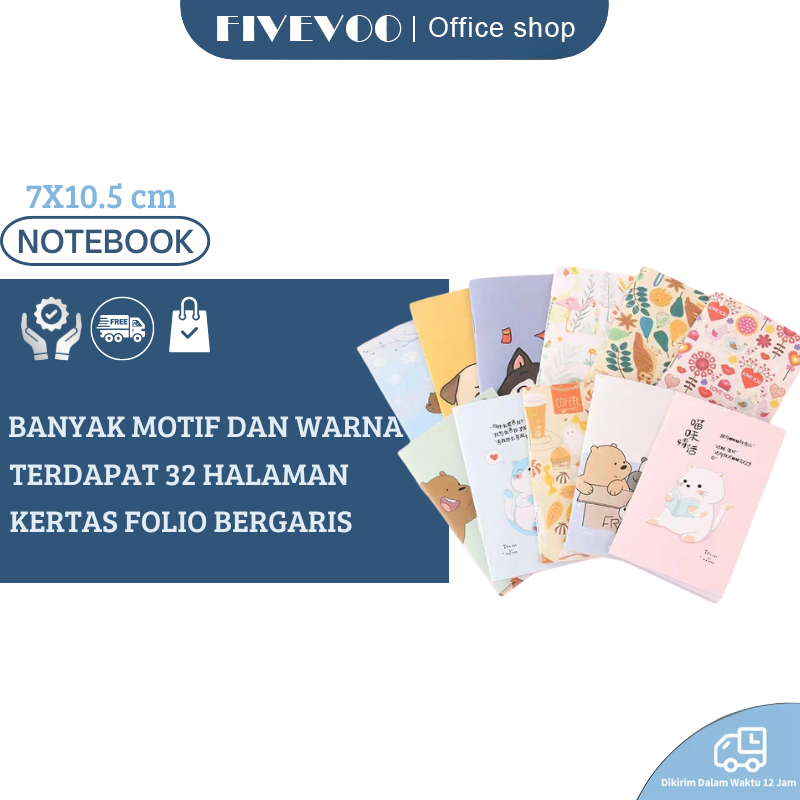 Jual Fivevoo Buku Tulis Mini Motif Kartun Notebook Mini Cartoon Buku