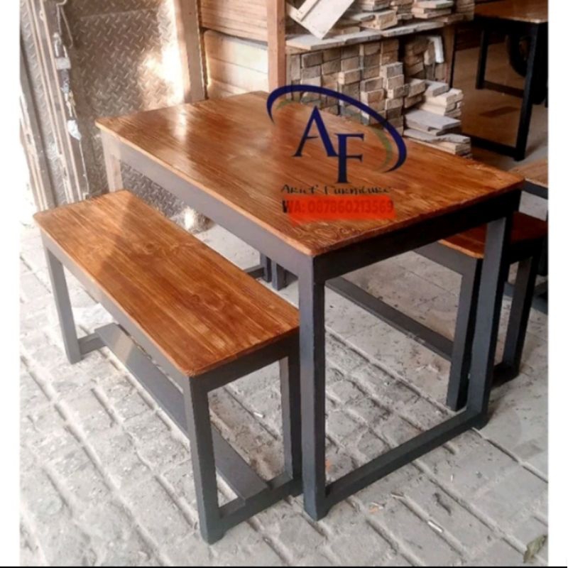 Jual Meja makan cafe resto set +bangku panjang | Shopee Indonesia