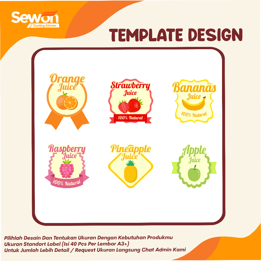 Jual Sticker buah | free template | sticker cutting | sticker label ...