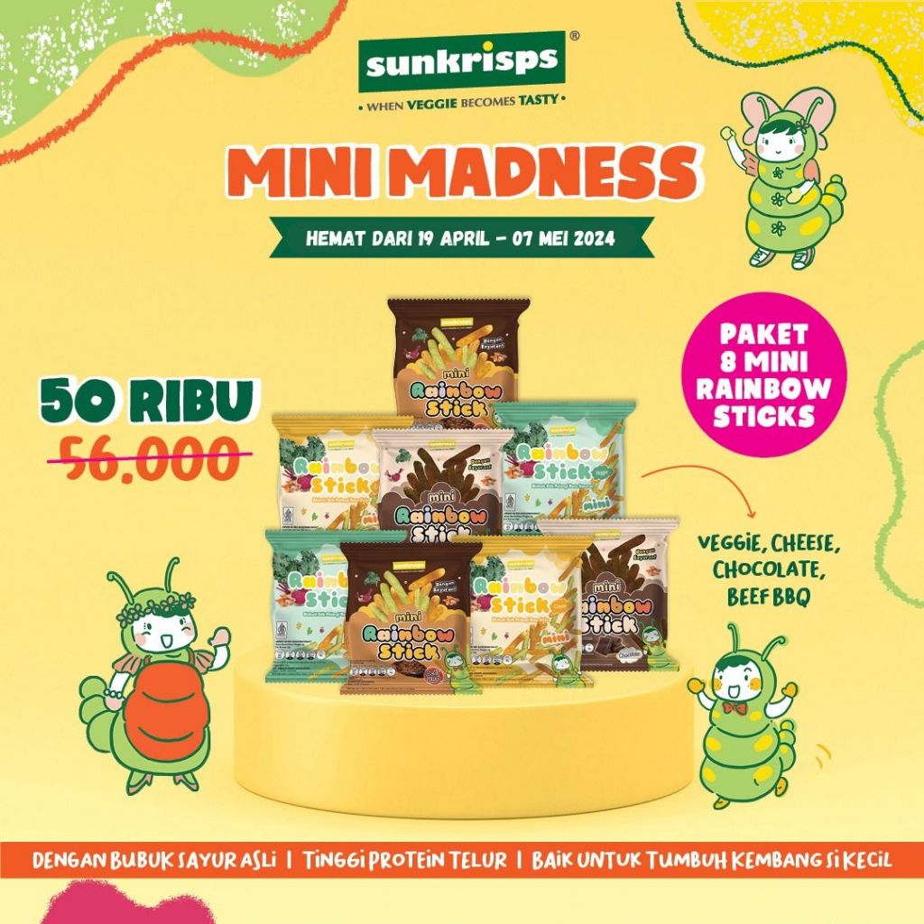 Jual Sunkrisps - Rainbow Stick Mini - 8gr - Veggie / Cheese / Biskuit ...