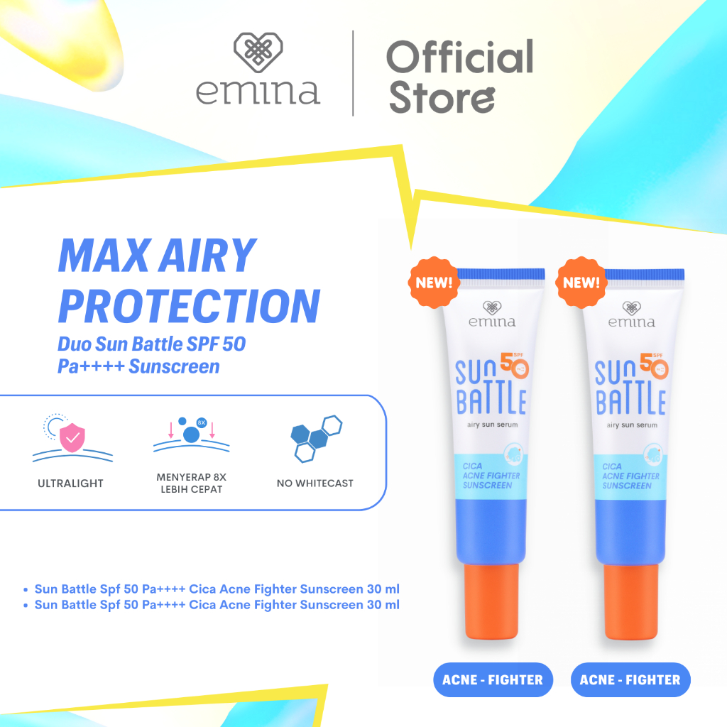 Jual Emina Max Airy Protection - Duo Sun Battle Spf 50 Pa++++ (PAKET ...