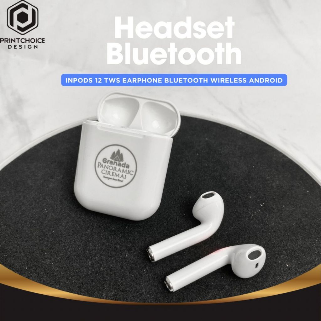 Jual Headphone inpods i12 TWS Headset Bluetooth Custom Grafir Nama Logo ...