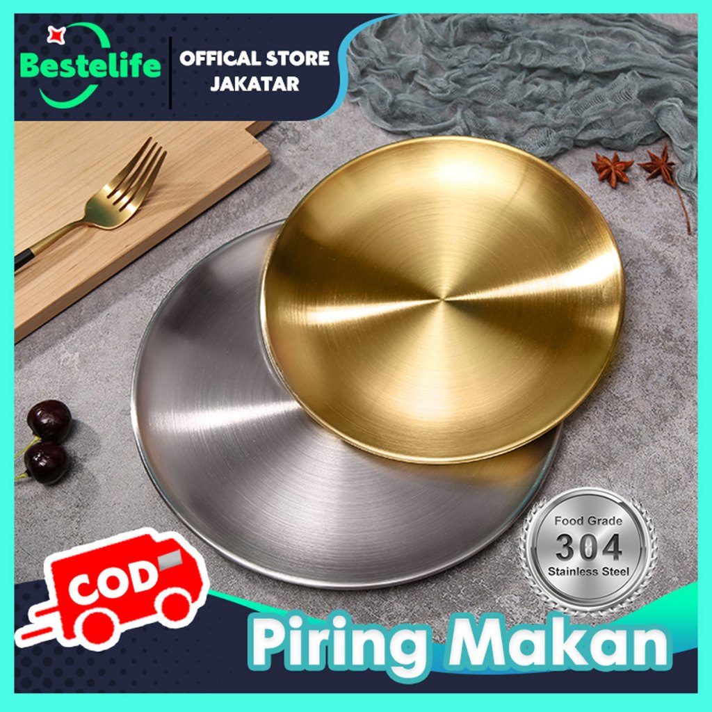Jual Piring Makan Stainless Silver Gold Food Grade| Piring Stainless ...