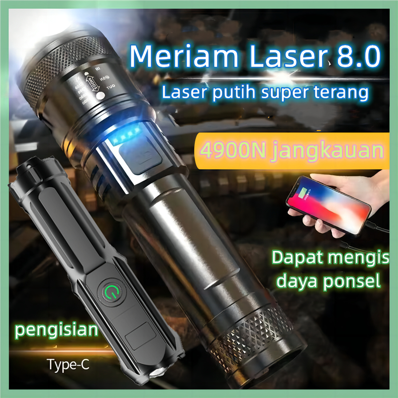 Jual Senter 8068, Senter T6, Tahan Air, Zoom Teleskopik, Jarak Jauh ...