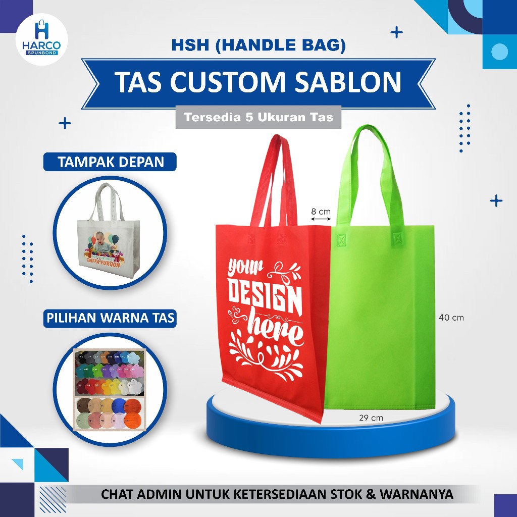 Jual Custom Sablon Tas Spunbond Tote Bag Custom Printing Custom Sablon ...