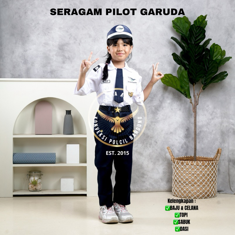 Jual Seragam Profesi Anak Pilot Garuda Lengan Panjang / Seragam Pilot ...
