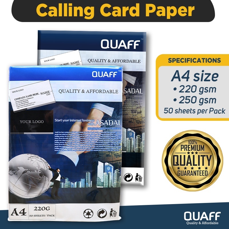 Jual Calling card paper A4 50 lembar Kertas Kartu PVC ID 250GSM 220GSM ...