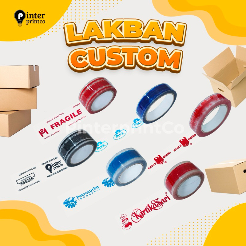 Jual Lakban Custom Dasar Transparant (1 Warna desain) | uk. 4,8 CM x 80 ...