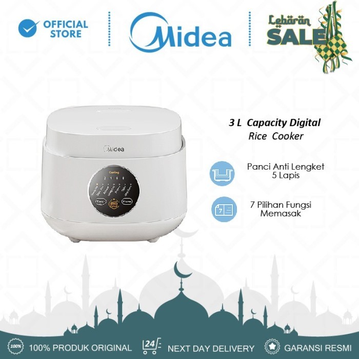 Jual Midea Digital Rice Cooker 1L - MB-FB30M161W- 5 Layer and 7 Preset ...