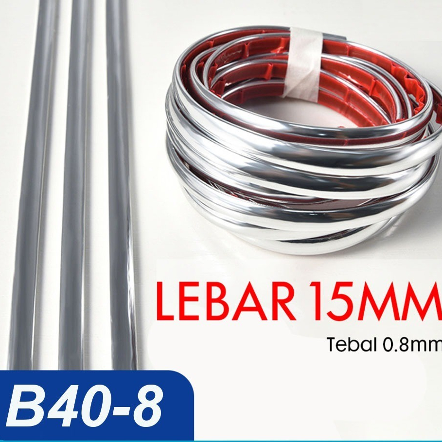 Jual Wall STICKER PANJANG 1 METER / LIST PLAT STRIP MIRROR / SILVER ...