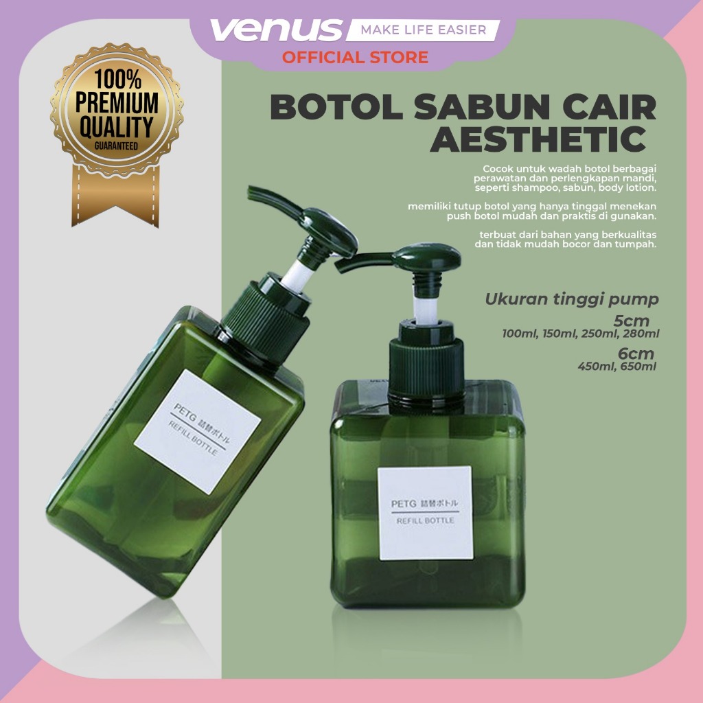 Jual VENUSJKT - Botol Sabun Cair Aesthetic Pump Travel Refill PET ...
