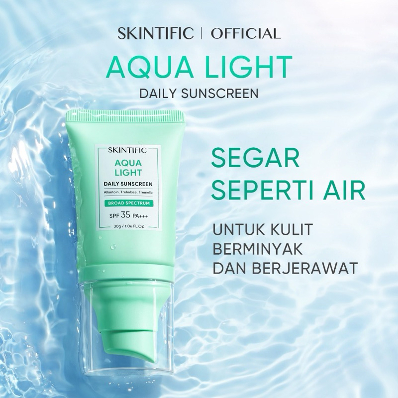 Jual SKINTIFIC - Aqua Light Daily Sunscreen SPF 35 PA+++ 30ml | Shopee ...