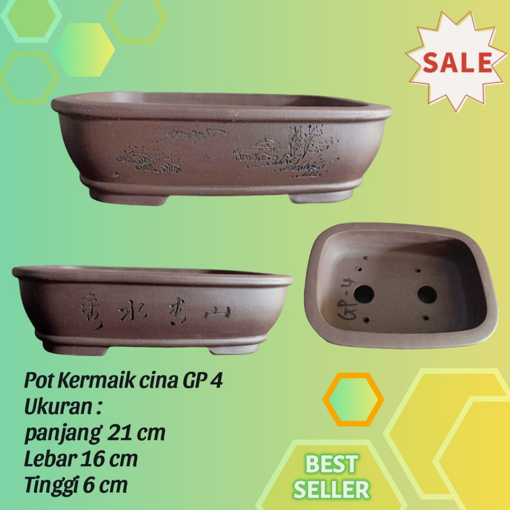 Jual Pot Bonsai Keramik Cina Kotak Ceper Ukuran 21x16x6 cm Gp-4 ...