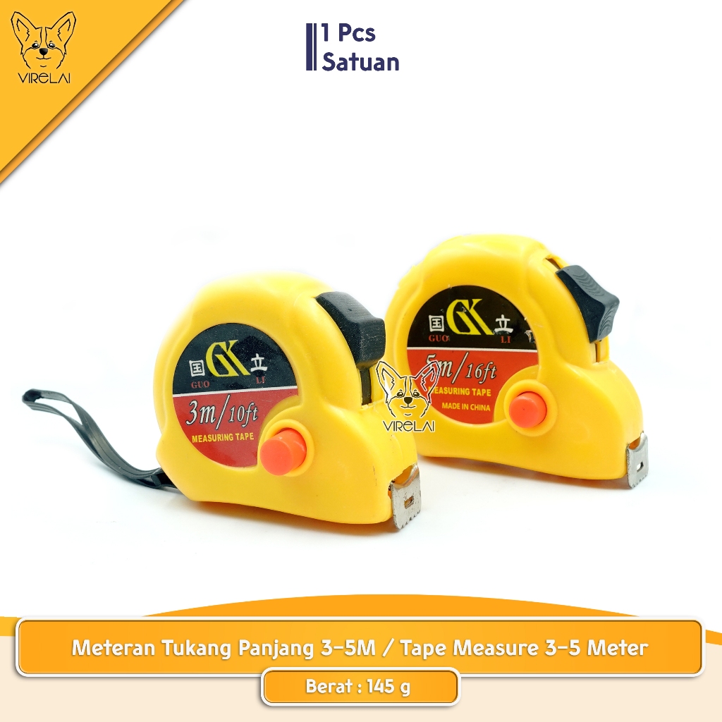 Jual Meteran Tukang Panjang 3-5M / Tape Measure 3-5 Meter | Shopee ...