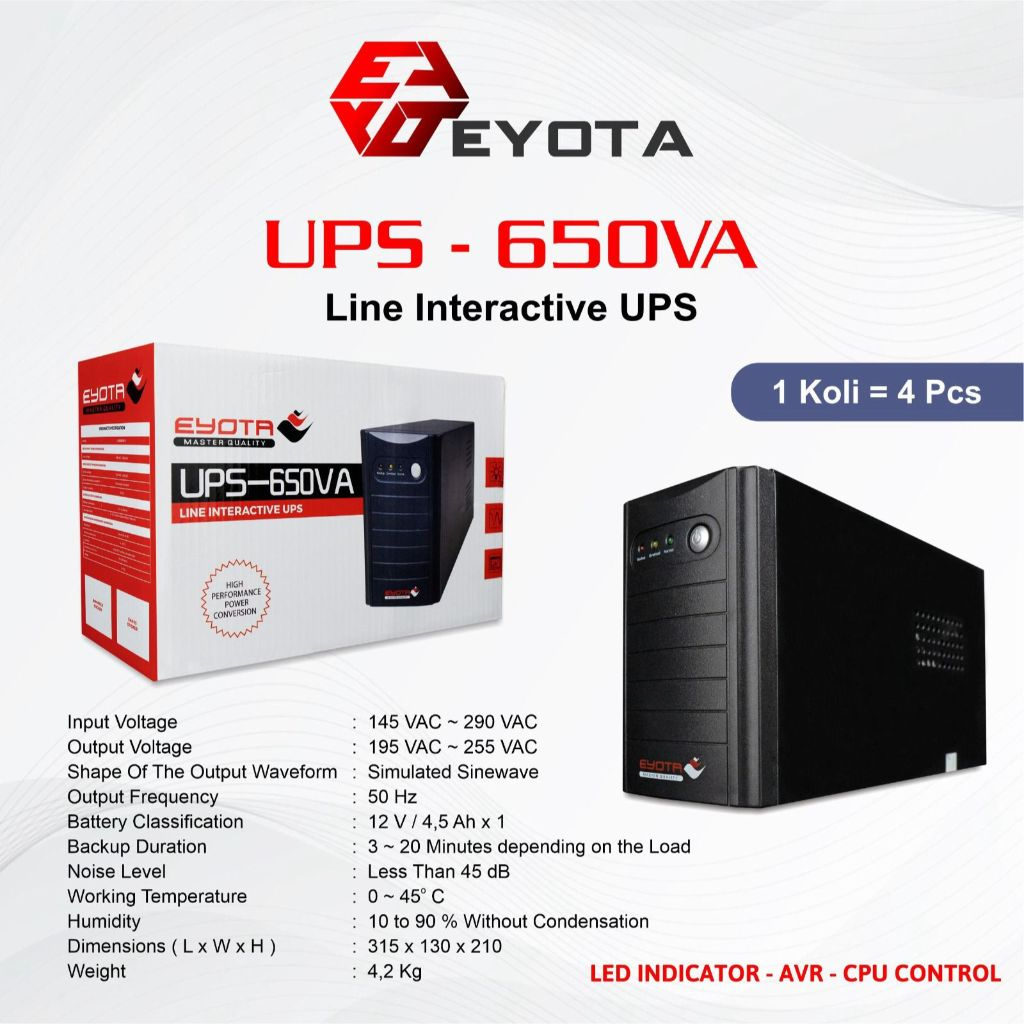 Jual EYOTA UPS - 650VA LINE INTERACTIVE UPS | Shopee Indonesia