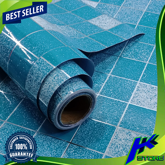 Jual Wallpaper Dinding Dapur Motif Keramik 45cm x 10m Keramik Biru ...