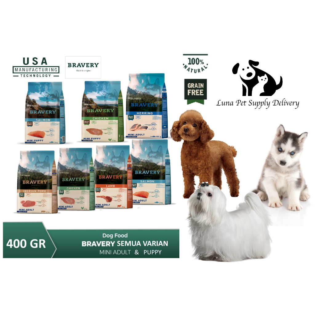 Jual Super Premium Dog Food Bravery Mini Puppy Adult 400 Gr All Varian ...