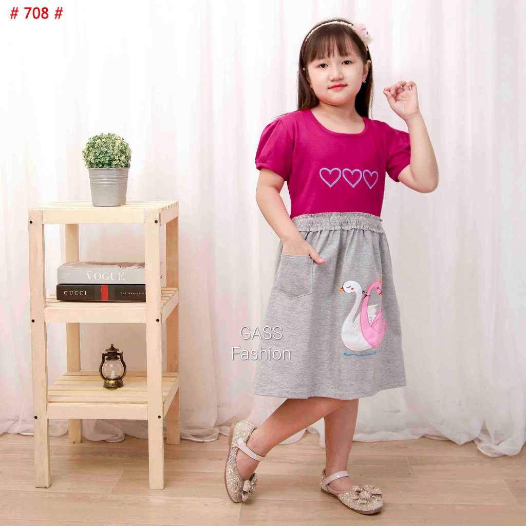 Jual Baju Dress Anak Cewek Perempuan Usia 5 6 7 8 Tahun Bordir Hello ...