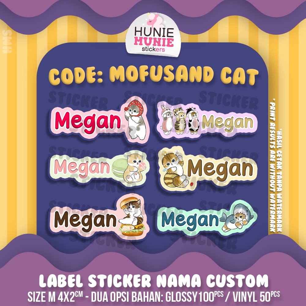 Jual Sticker Label Nama Custom - Mofusand Mofu Sand Mofusan Cat Kucing ...