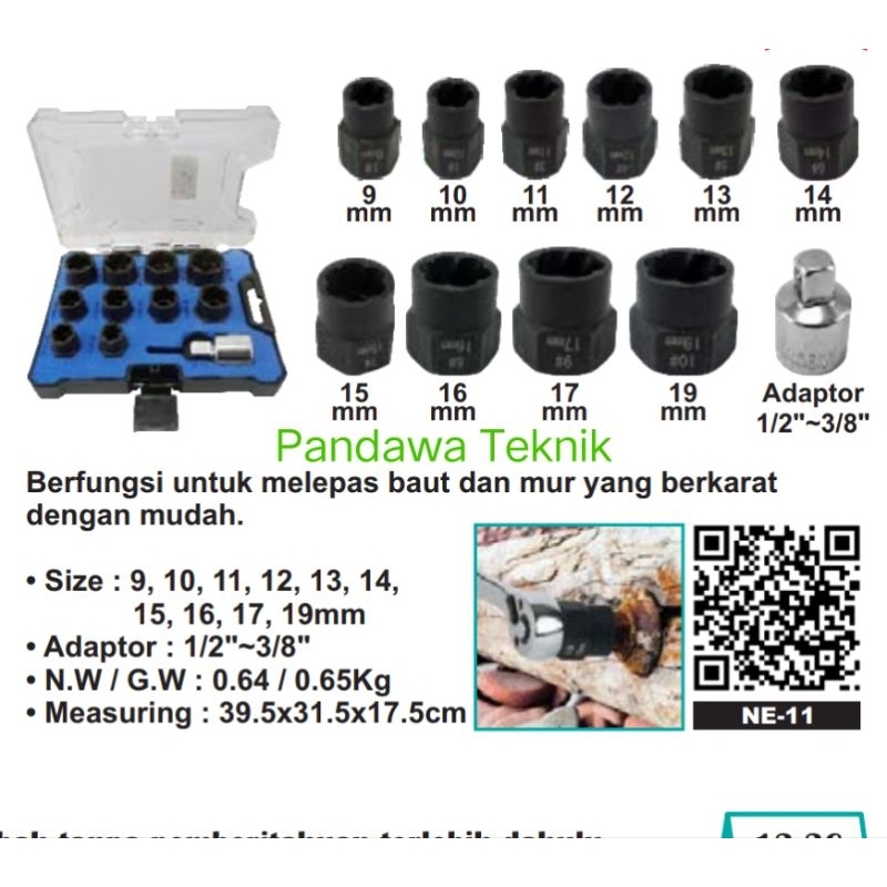 Jual Alat untuk buka baut atau mur yg rusak impact nut extraktor ...