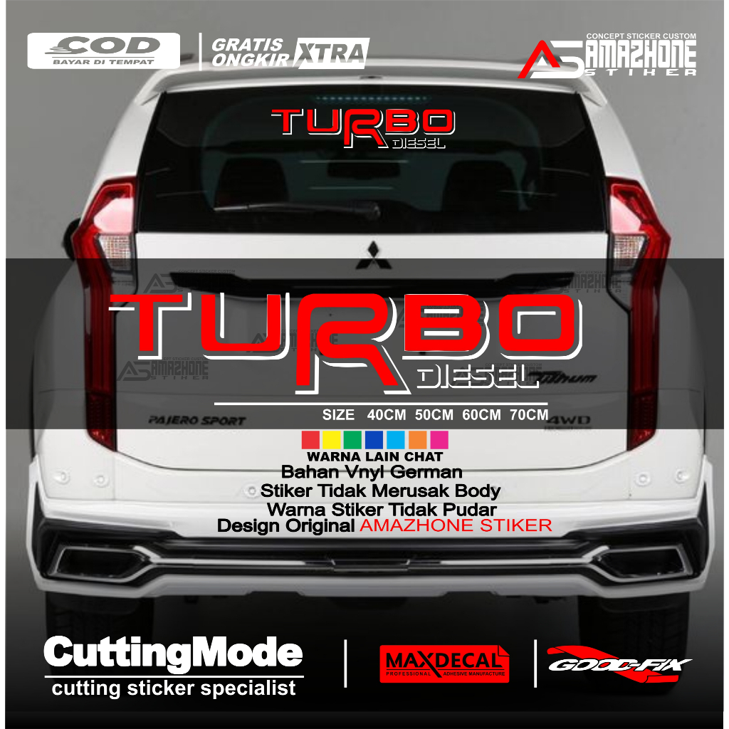 Jual Stiker turbo diesel cutting stiker striping kaca belakang mobil ...